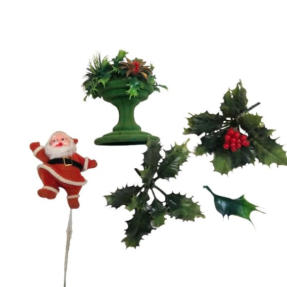 Holiday | Vintage Plastic Holly Christmas Decor Flocked Candlestick ...